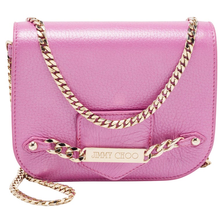 Jimmy Choo Pink Leather Shadow Chain Shoulder Bag For Sale at 1stDibs