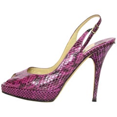 Jimmy Choo Pink Python Slingback Platform Open Toe Shoes Sz 39 For Sale at 1stDibs