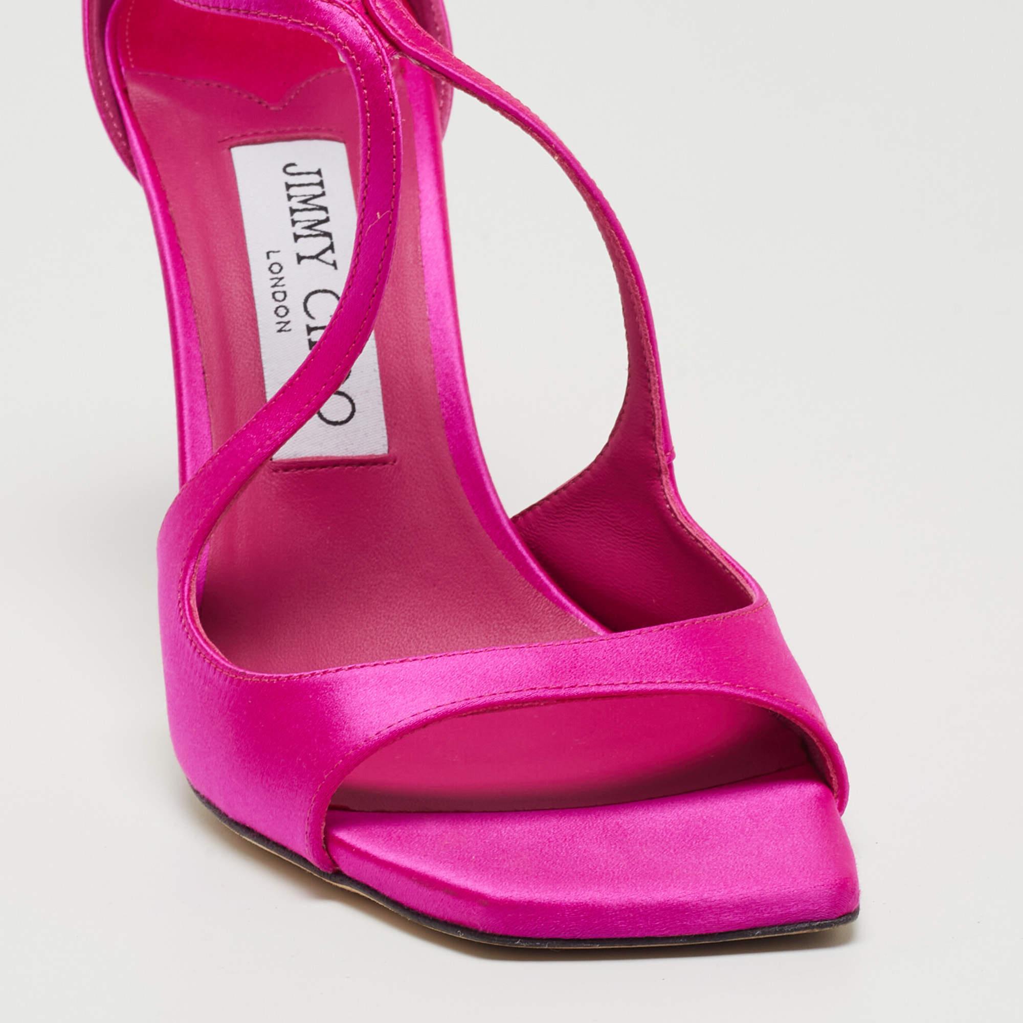 Jimmy Choo Pink Satin Azia 95 Ankle Strap Sandals Size 36.5 For Sale at ...