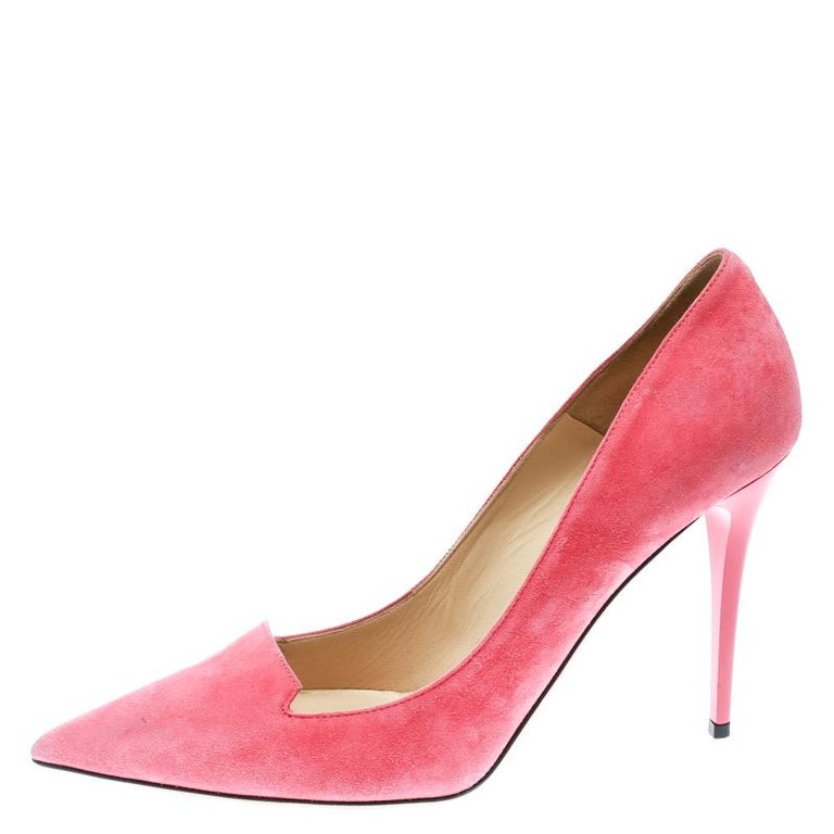 Jimmy Choo Pink Suede Avril Pointed Toe Pumps Size 41 For Sale at 1stDibs
