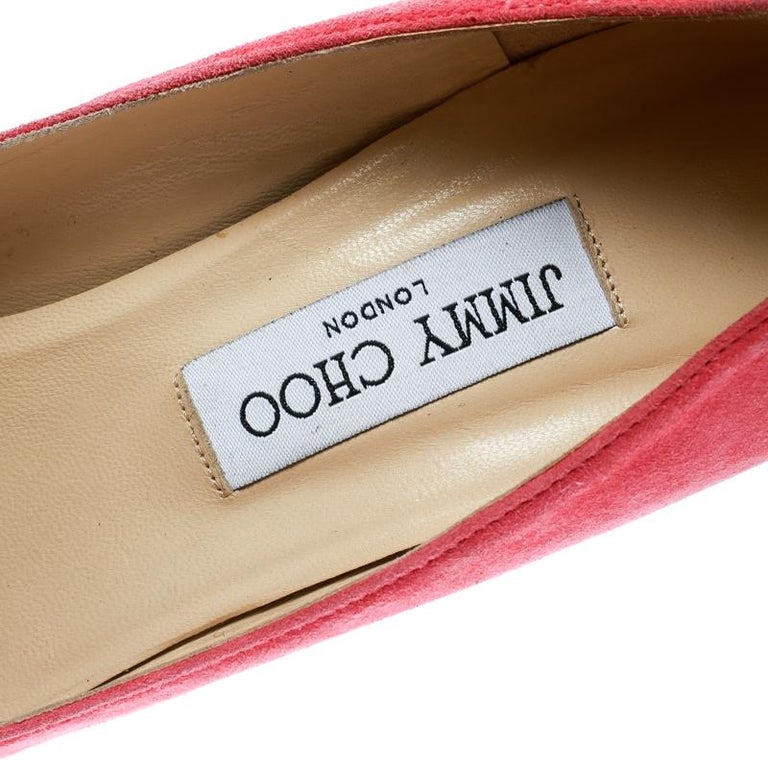 Jimmy Choo Pink Suede Avril Pointed Toe Pumps Size 41 For Sale at 1stDibs