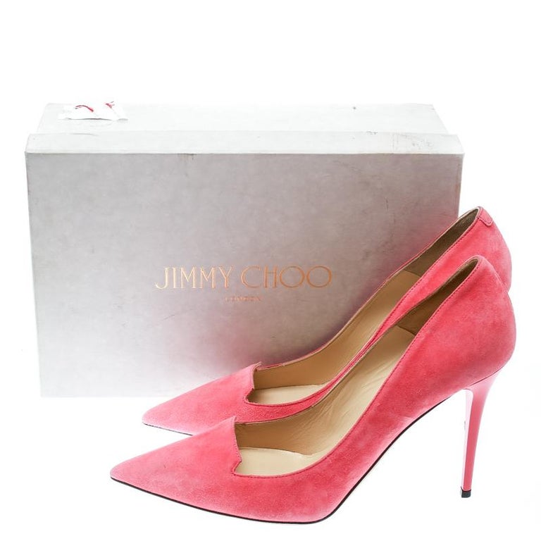 Jimmy Choo Pink Suede Avril Pointed Toe Pumps Size 41 For Sale at 1stDibs