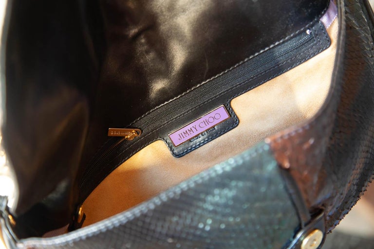 Jimmy Choo purple and blue shiny bag For Sale at 1stDibs