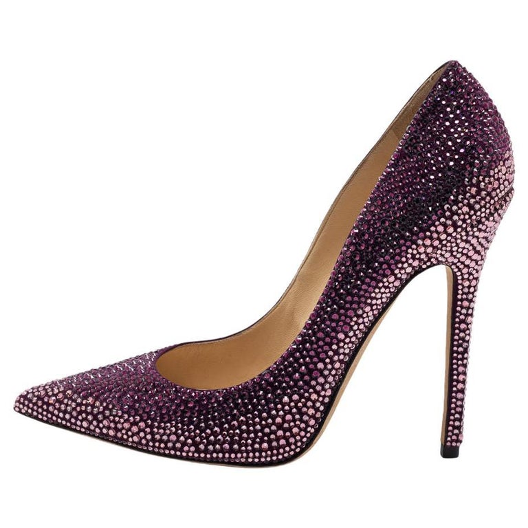 Jimmy Choo Purple Crystal Embellished Suede Love Pumps Size 39 For Sale ...