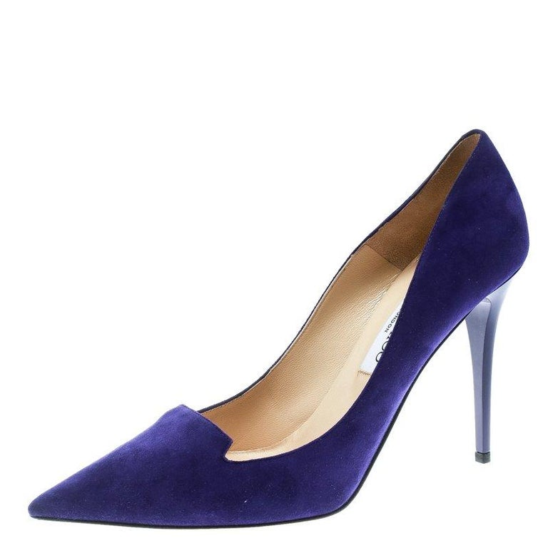 Jimmy Choo Purple Suede Avril Pointed Toe Pumps Size 40.5 For Sale at ...