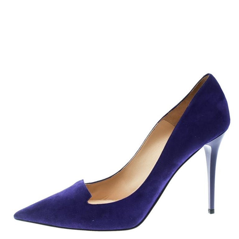 Jimmy Choo Purple Suede Avril Pointed Toe Pumps Size 40.5 For Sale at ...