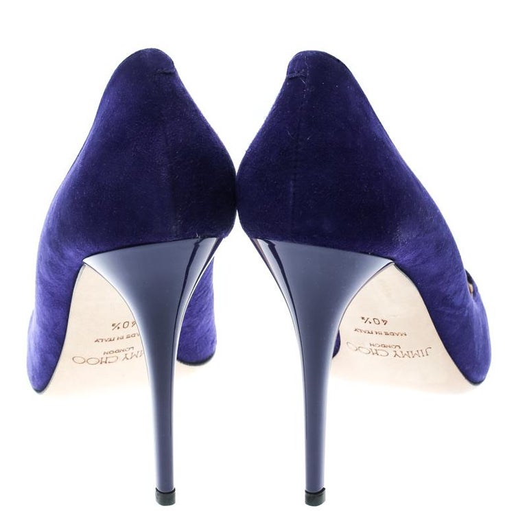 Jimmy Choo Purple Suede Avril Pointed Toe Pumps Size 40.5 For Sale at ...