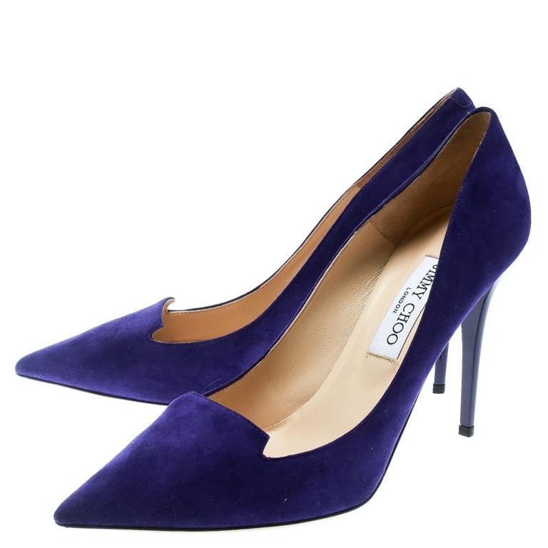 Jimmy Choo Purple Suede Avril Pointed Toe Pumps Size 40.5 For Sale at ...
