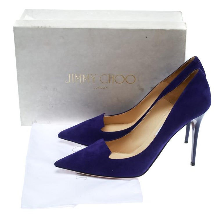 Jimmy Choo Purple Suede Avril Pointed Toe Pumps Size 40.5 For Sale at ...