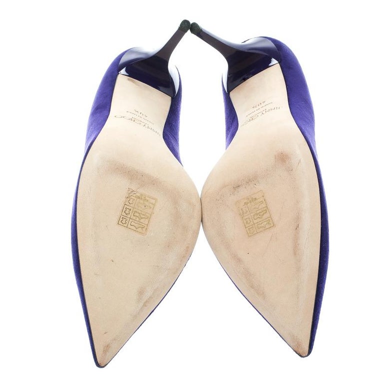 Jimmy Choo Purple Suede Avril Pointed Toe Pumps Size 40.5 For Sale at ...