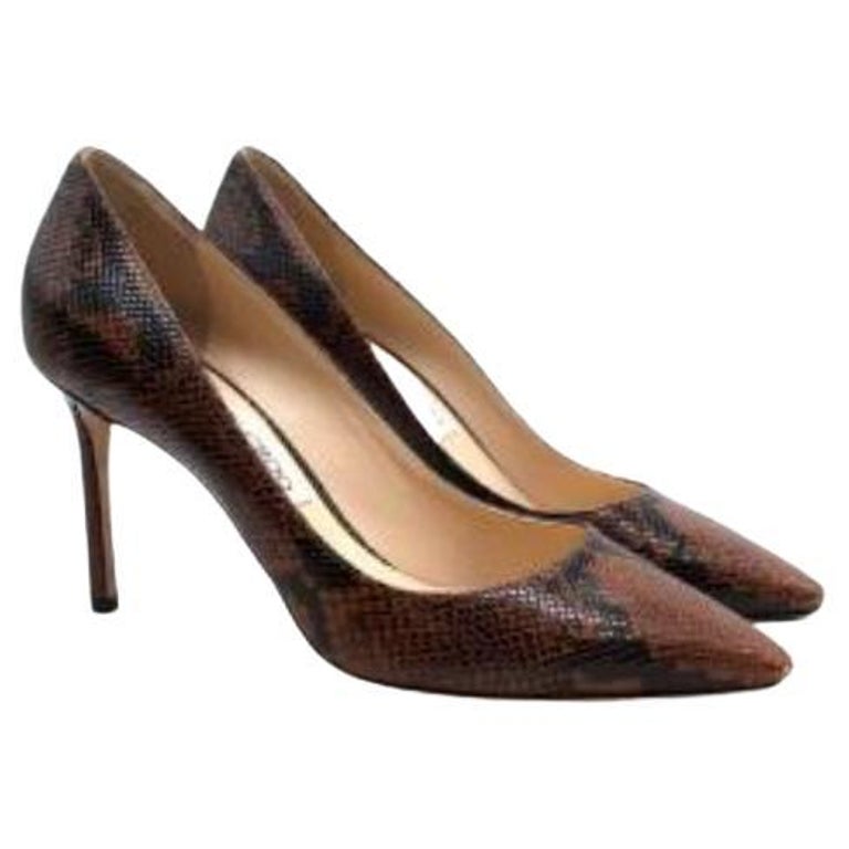 Jimmy Choo Python Embossed Leather Pointed Heel For Sale at 1stDibs