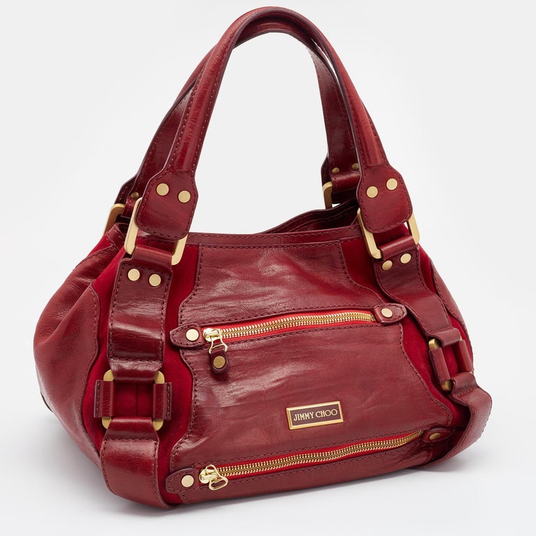 Jimmy Choo Red Leather And Suede Mahala Bag For Sale at 1stDibs