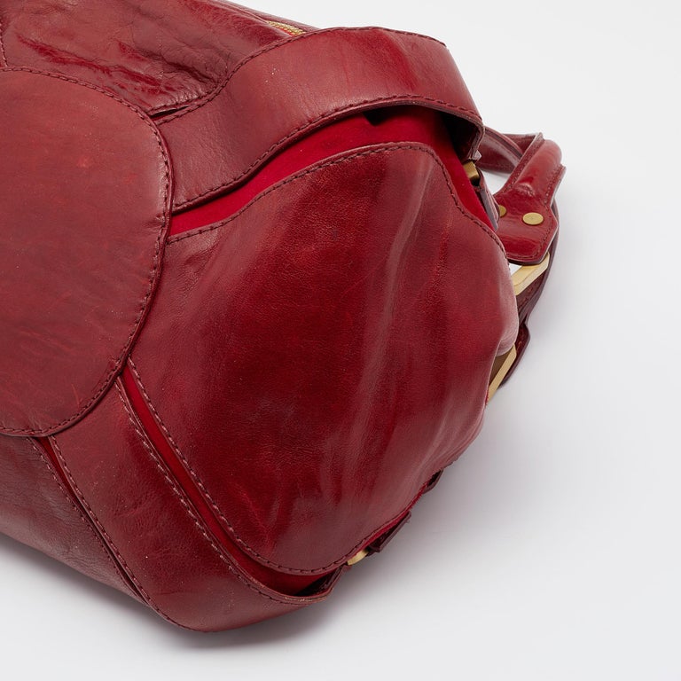 Jimmy Choo Red Leather And Suede Mahala Bag For Sale at 1stDibs