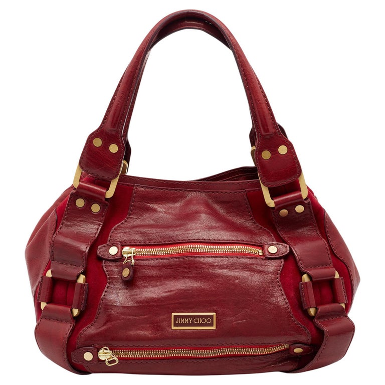Jimmy Choo Red Leather And Suede Mahala Bag For Sale at 1stDibs