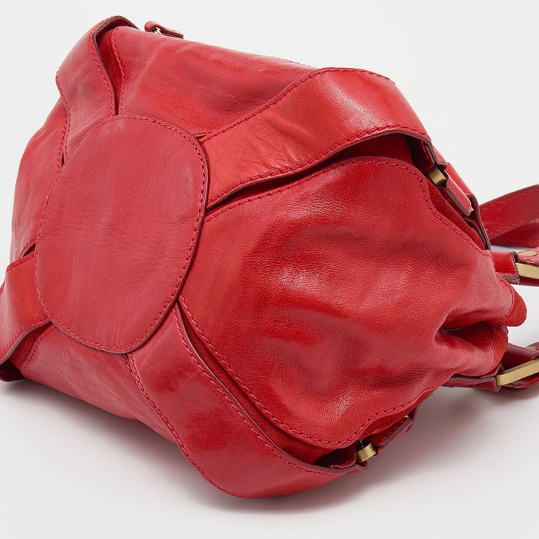 Jimmy Choo Red Leather and Suede Mahala Tote For Sale at 1stDibs