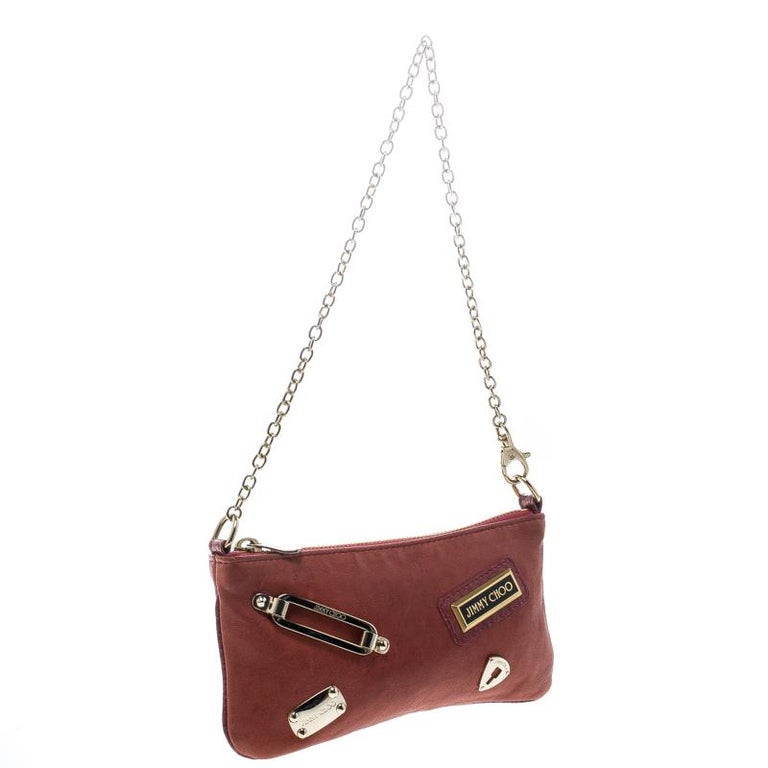 Jimmy Choo Red Leather Chain Bag For Sale at 1stDibs