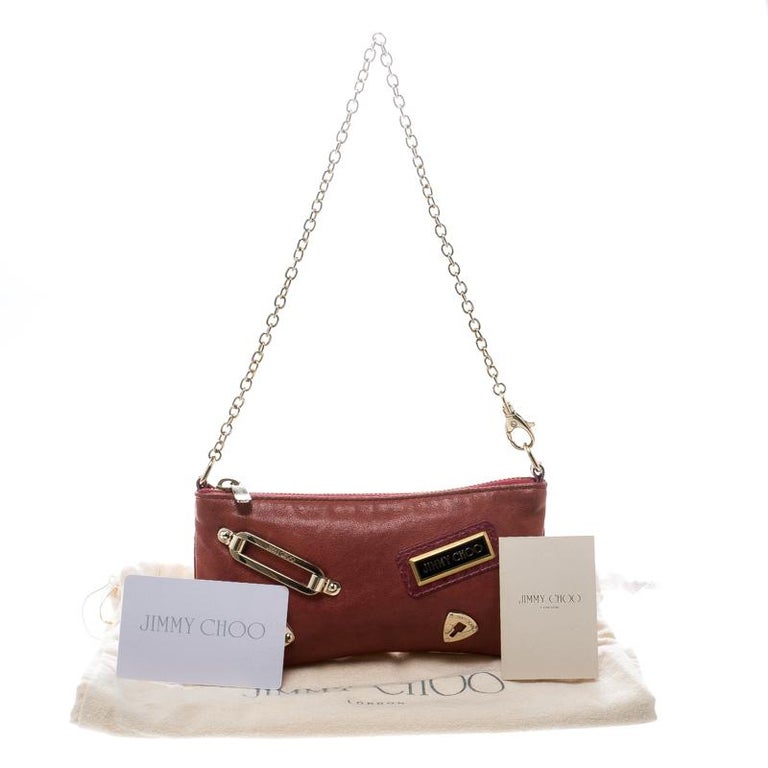Jimmy Choo Red Leather Chain Bag For Sale at 1stDibs