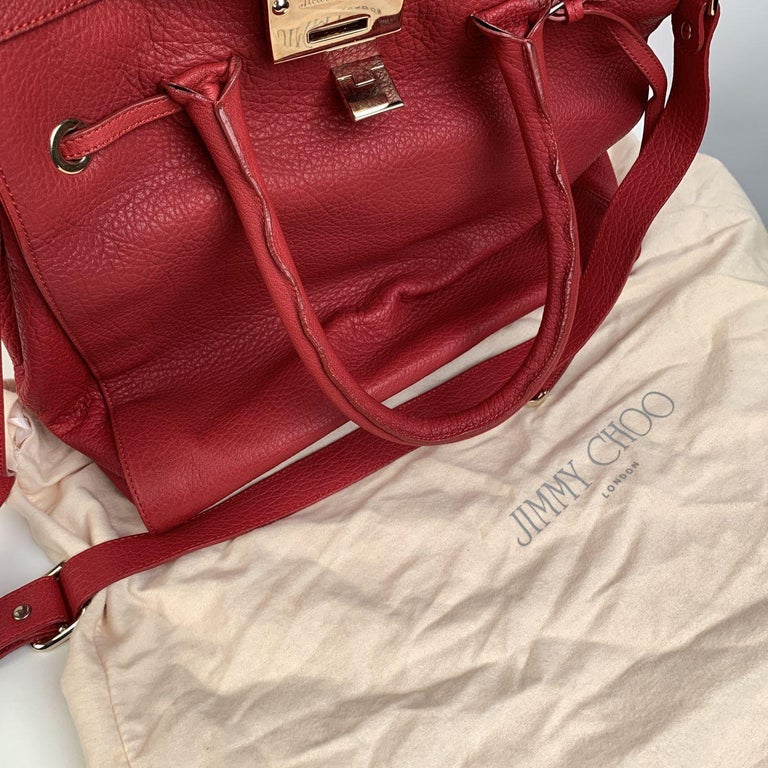 Jimmy Choo Red Leather Rosalie Large Satchel Shoulder Bag For Sale at ...