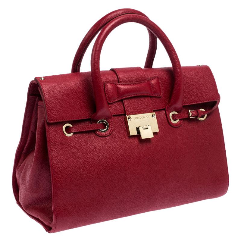 Jimmy Choo Red Leather Rosalie Satchel For Sale at 1stDibs
