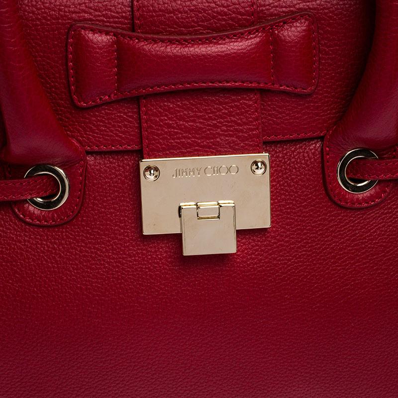 Jimmy Choo Red Leather Rosalie Satchel For Sale at 1stDibs
