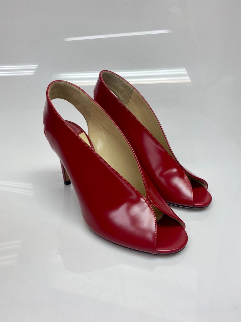 Jimmy Choo Red Leather Singback Heels - Size 37 For Sale at 1stDibs