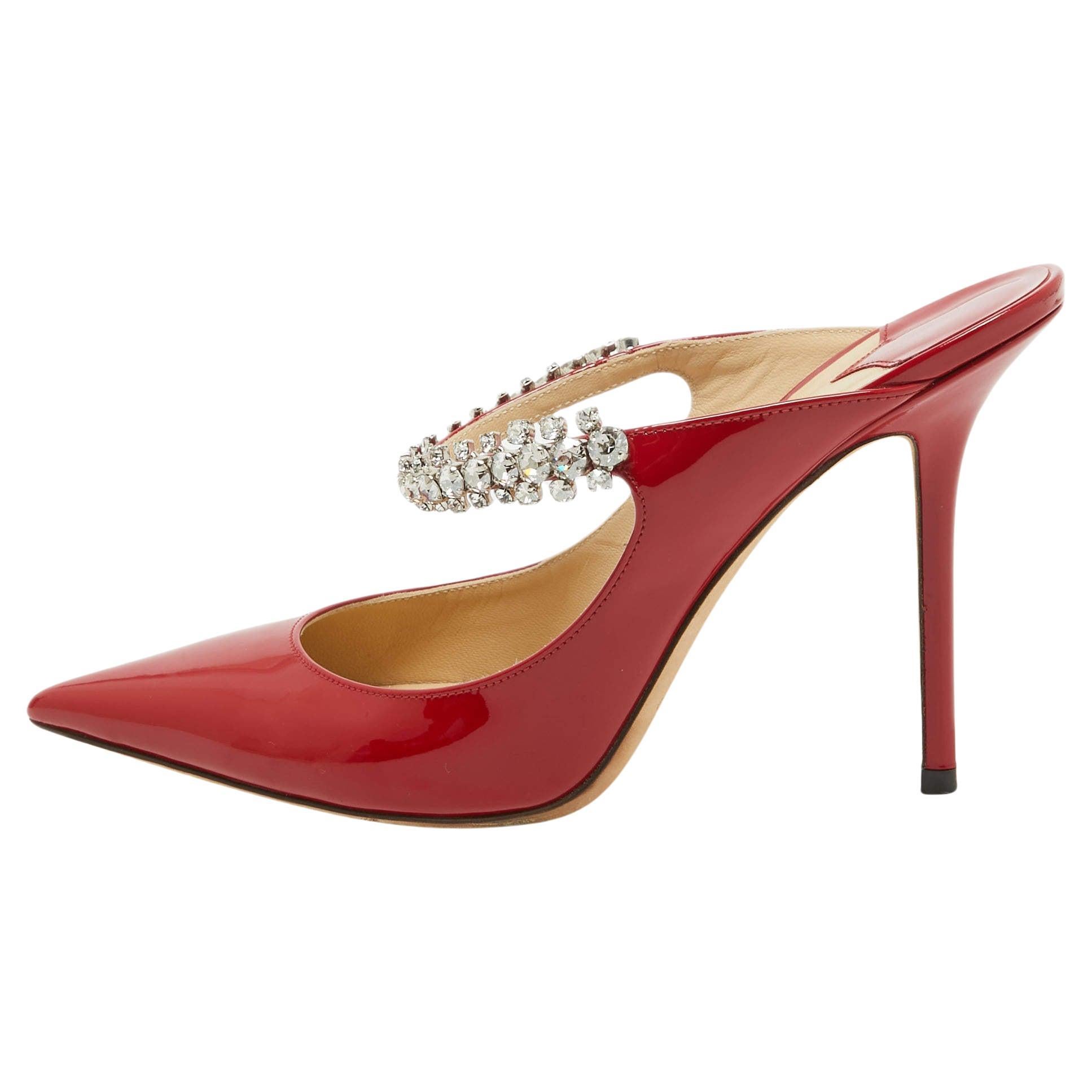 Jimmy Choo Red Patent Bing Mules Size For Sale at 1stDibs