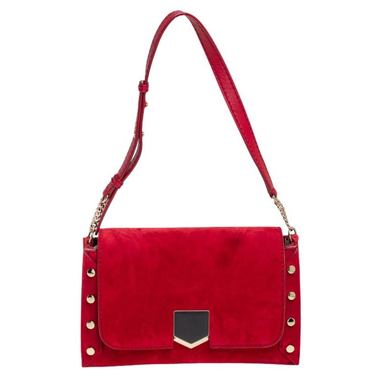 Jimmy Choo Red Suede Lockett Shoulder Bag at 1stDibs