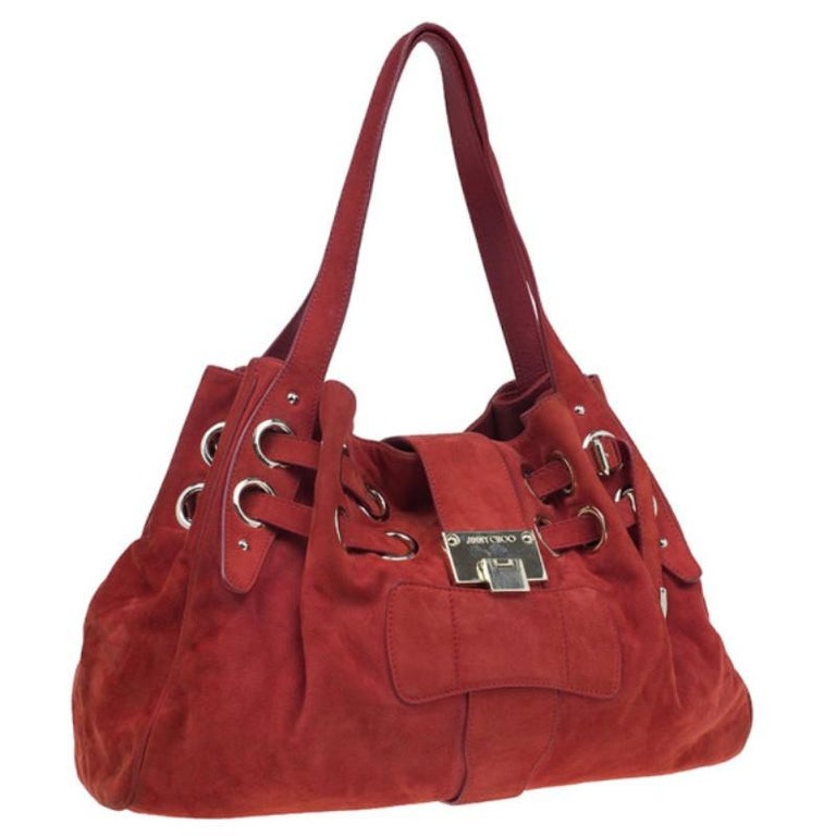 Jimmy Choo Red Suede Ramona Hobo For Sale at 1stDibs | jimmy choo red bag
