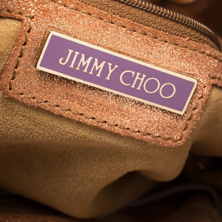 Jimmy Choo Rusty Orange/Gold Shimmer Suede Riki Perforated Tote at 1stDibs