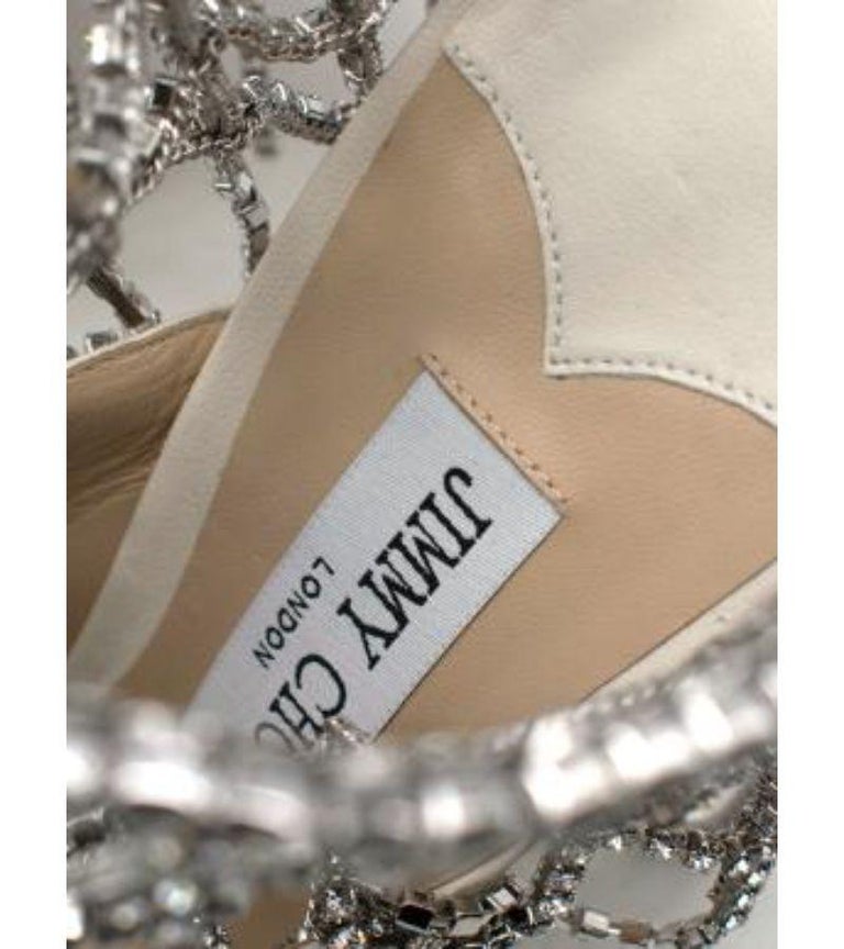 Jimmy Choo Scotty 110 Latte Nappa Mules with Crystal Chains For Sale at ...