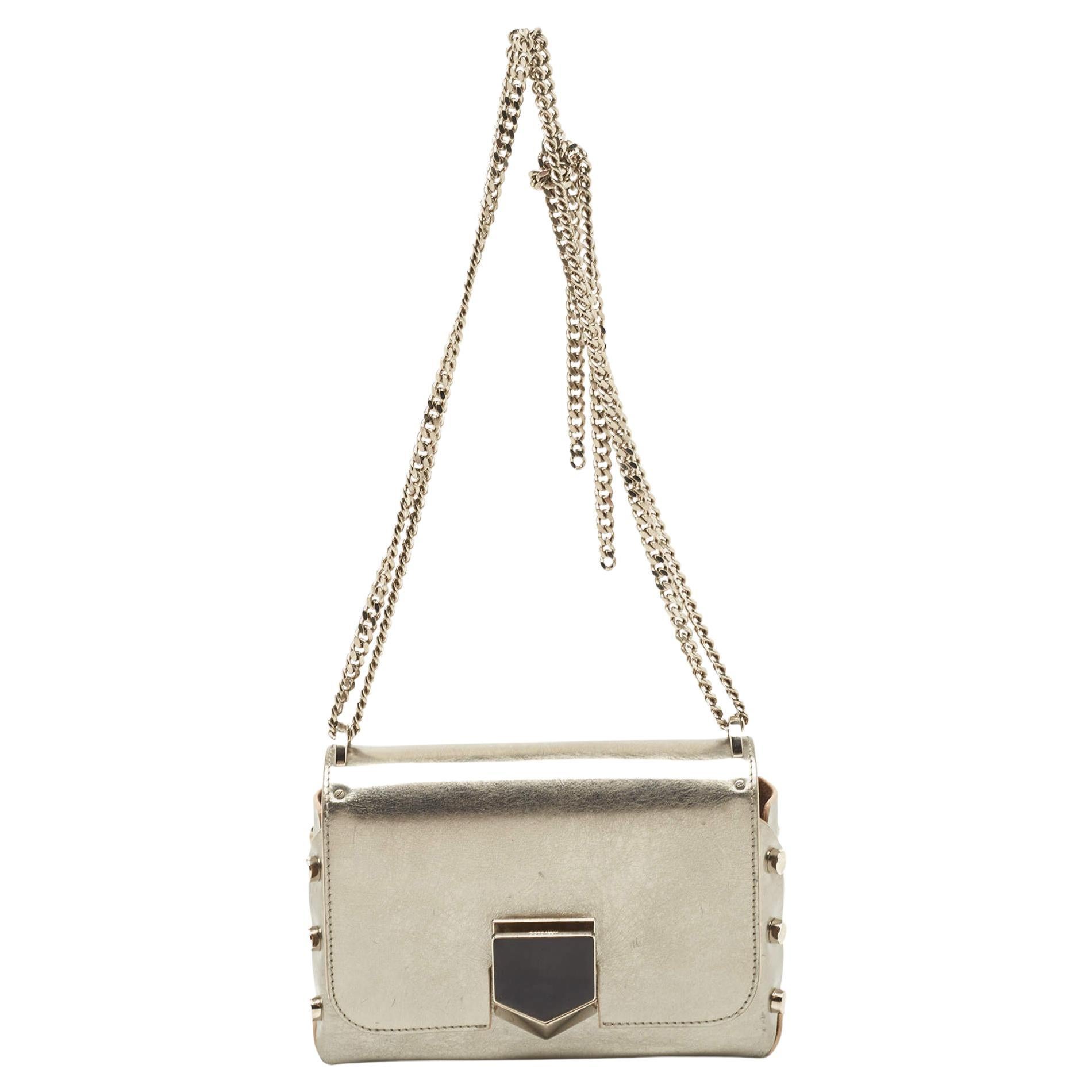 Jimmy Choo Silver Leather Lockett City Shoulder Bag For Sale at 1stDibs