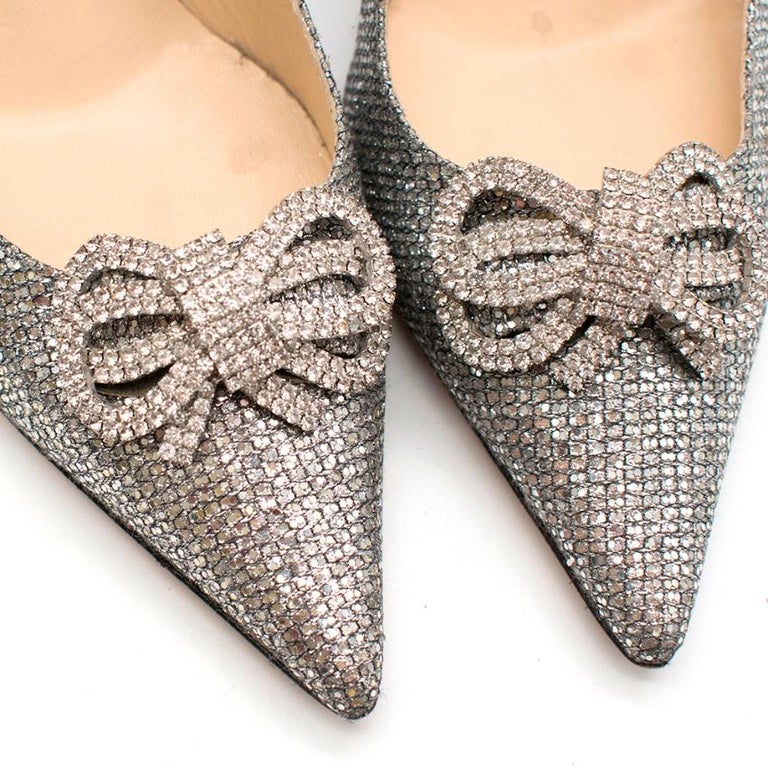 Jimmy Choo Silver Samba Glitter Bow Pumps at 1stDibs | jimmy choo ...