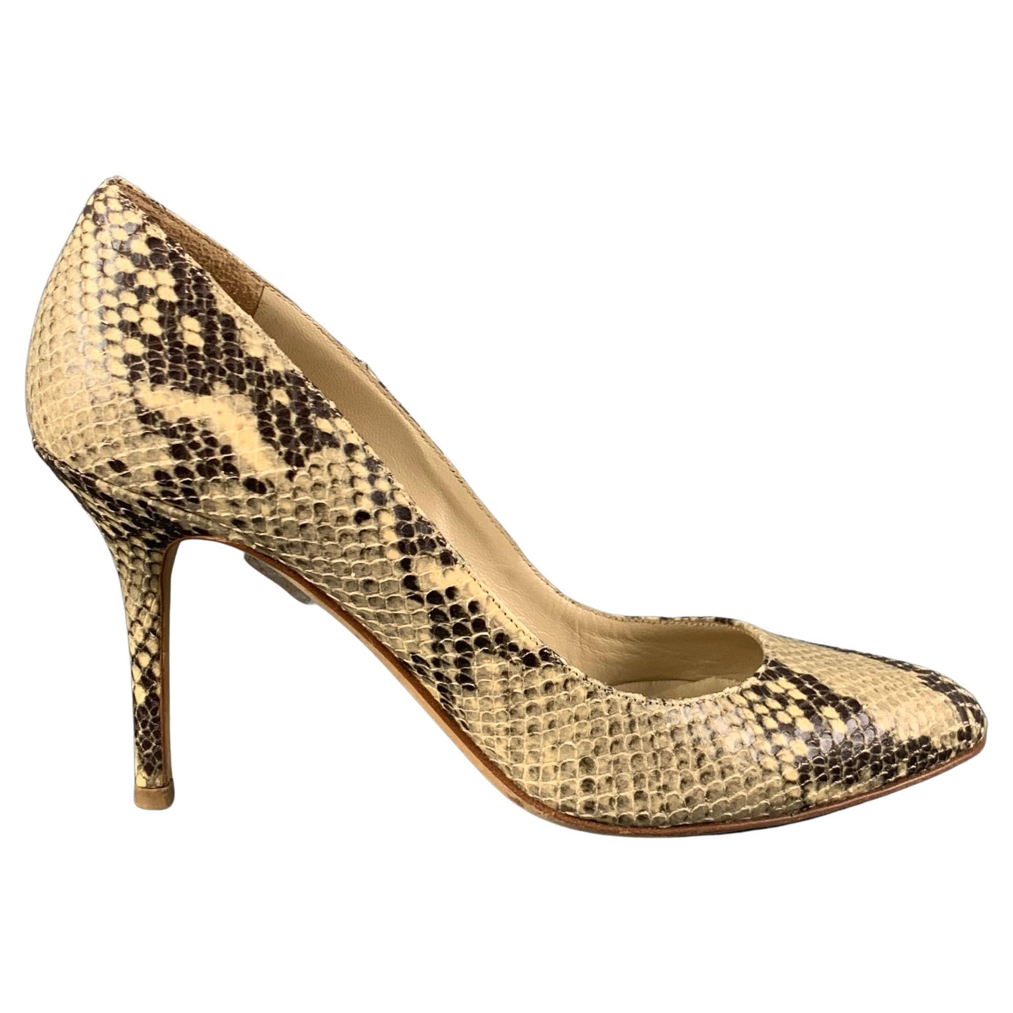 JIMMY CHOO Size 7 Beige Snakeskin Stiletto Pumps For Sale at 1stDibs