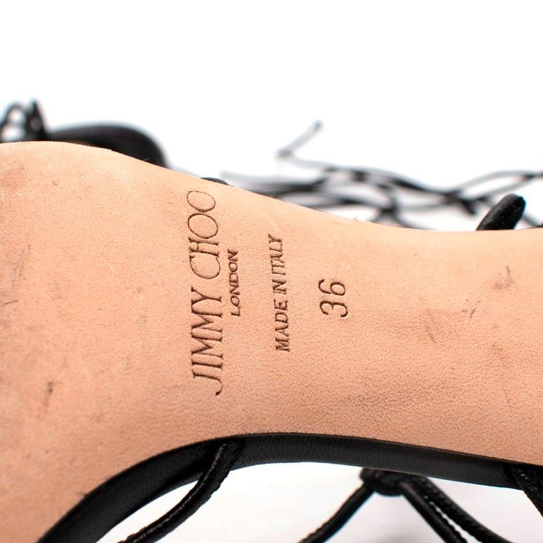 Jimmy Choo Tao Black Wrap Around Leather Heeled Sandals - US 5.5 For ...