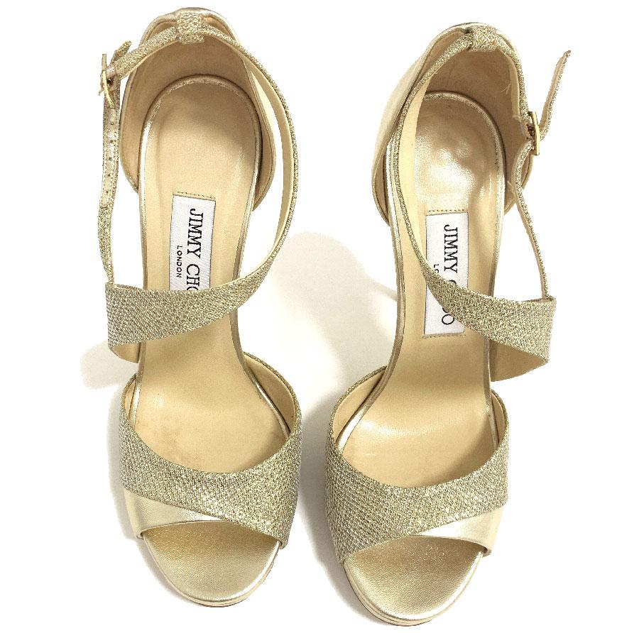 JIMMY CHOO 'Tyne 120' Pumps in Gold Lamé and Metallic Nappa Leather ...