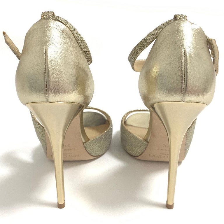 JIMMY CHOO 'Tyne 120' Pumps in Gold Lamé and Metallic Nappa Leather ...