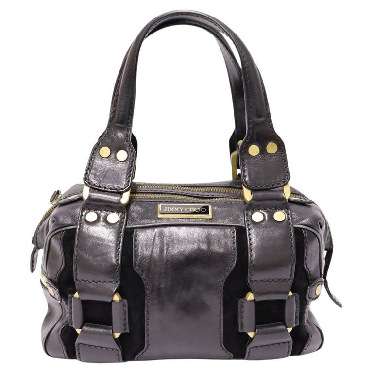Jimmy Choo Vintage Black Leather and Suede Handbag For Sale at 1stDibs