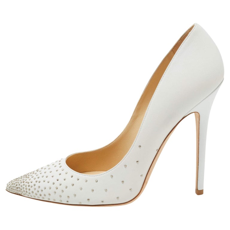 Jimmy Choo White Leather Anouk Pumps Size 40 For Sale at 1stDibs