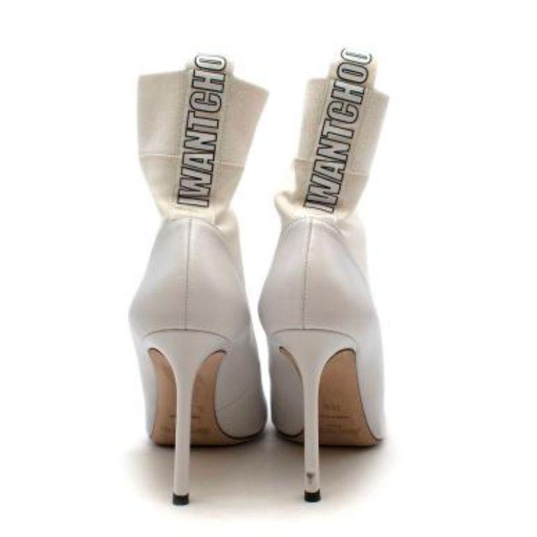Jimmy Choo White Leather Brandon Sock Boots For Sale at 1stDibs