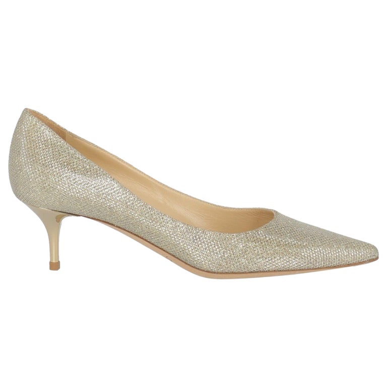 Jimmy Choo Woman Pumps Gold Fabric IT 37 For Sale at 1stDibs