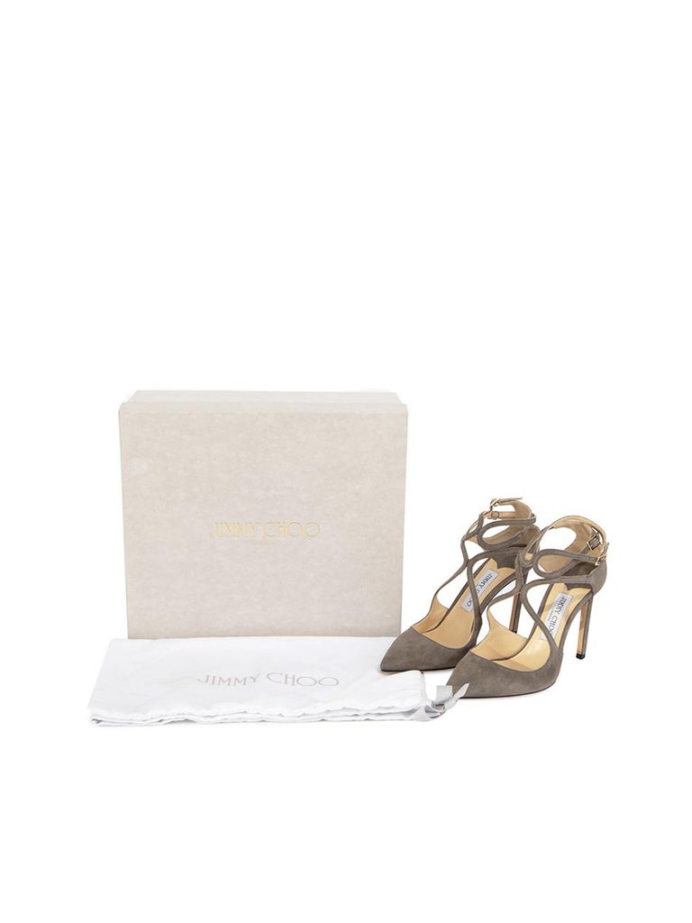 Jimmy Choo Women's Dark Grey Suede Lancer 100 Heels For Sale at 1stDibs