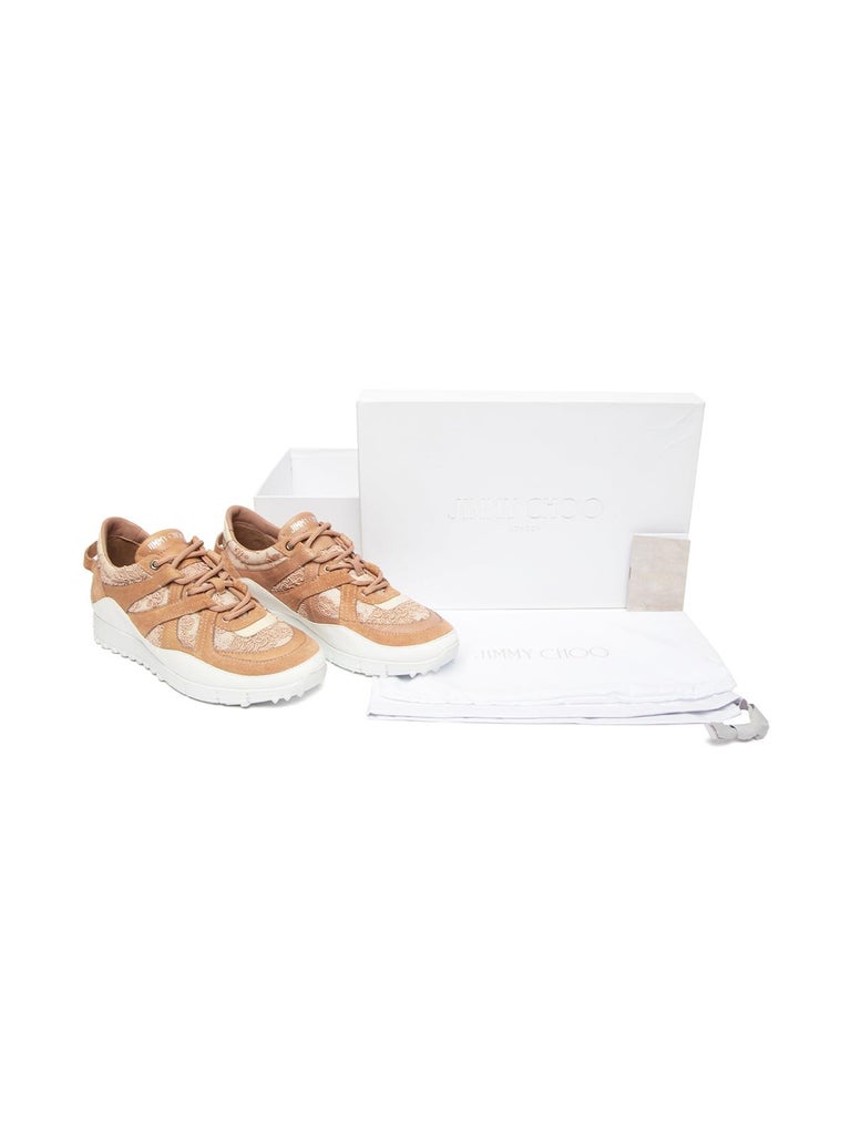 Jimmy Choo Women's Seattle Lace and Suede Sneakers For Sale at 1stDibs
