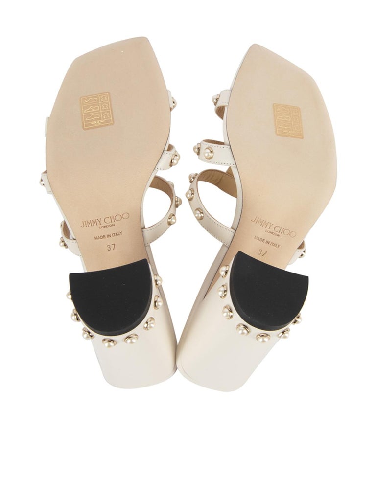Jimmy Choo Women's White 2021 Hazal 85 Pearl Studded Mule For Sale at ...