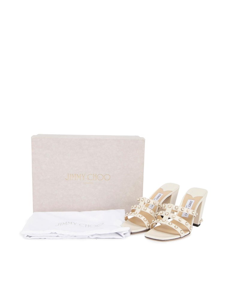 Jimmy Choo Women's White 2021 Hazal 85 Pearl Studded Mule For Sale at ...