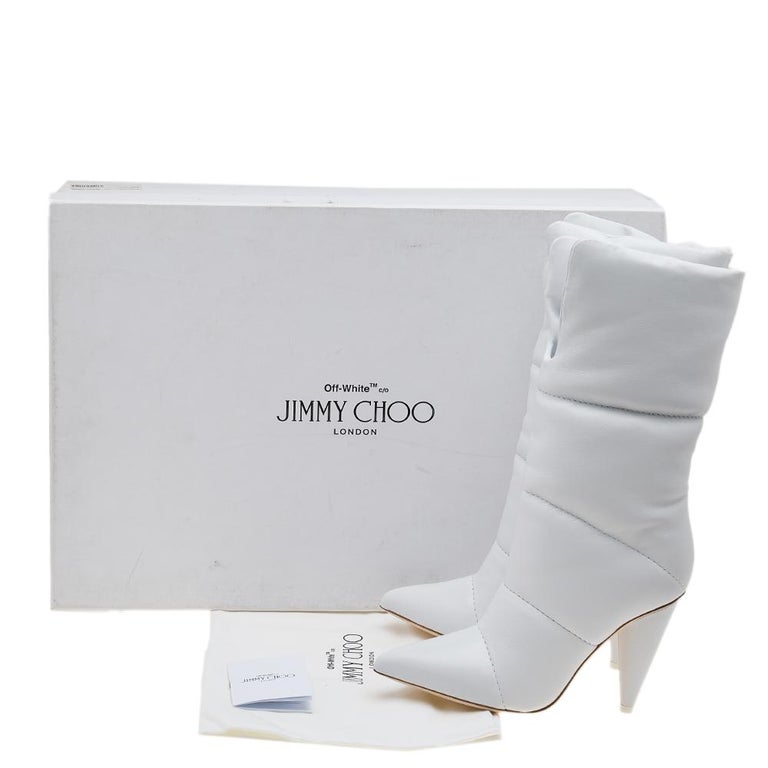 Jimmy Choo x Off-White Leather Calf Length Boots Size 35.5 at 1stDibs