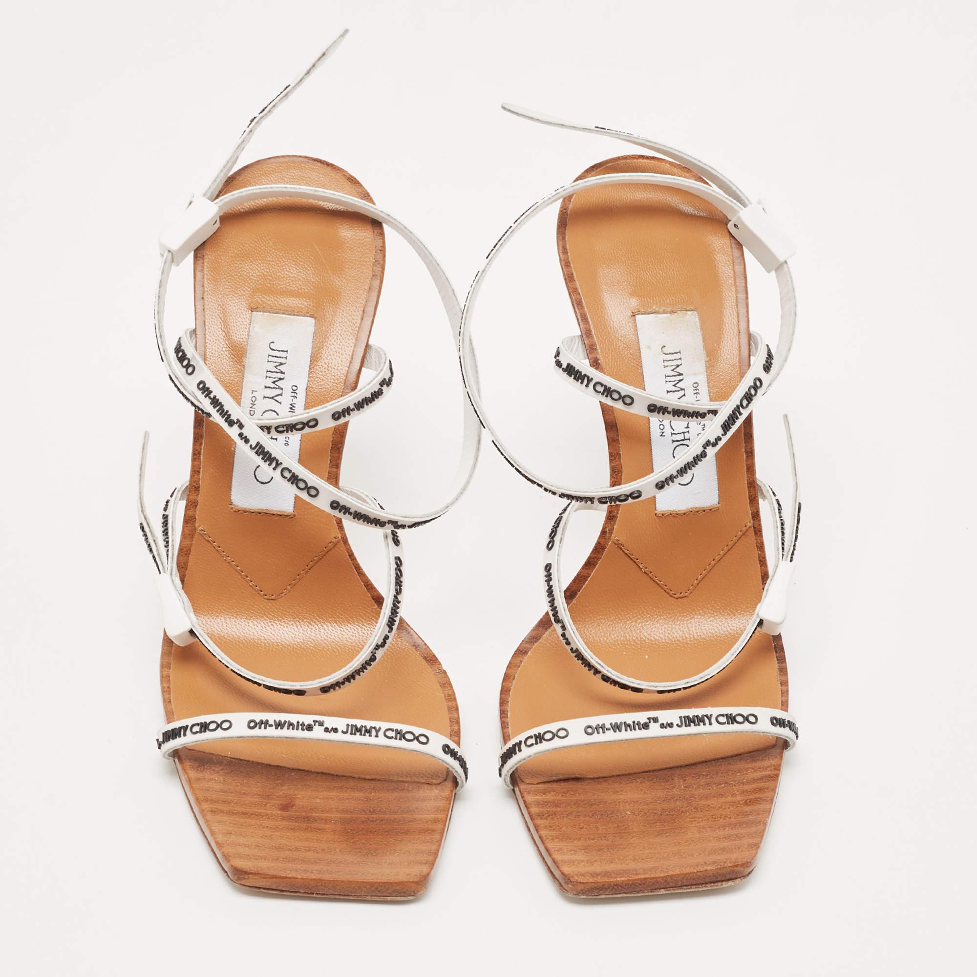 Jimmy Choo x Off-White White Rubber and Leather Jane Sandals Size 36 at ...