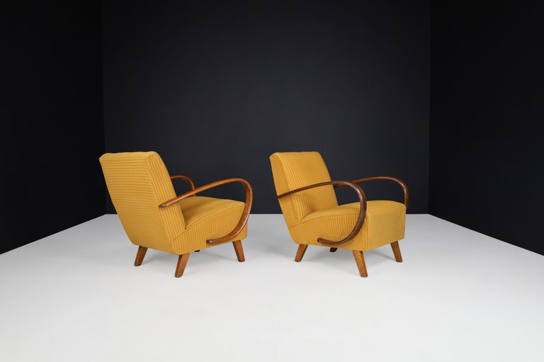 Jindrich Halabala Bentwood Armchairs with Original Oker Upholstery ...