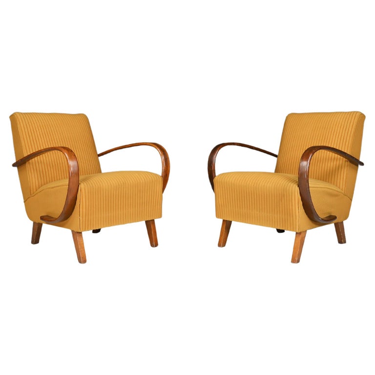 Jindrich Halabala Bentwood Armchairs with Original Oker Upholstery ...