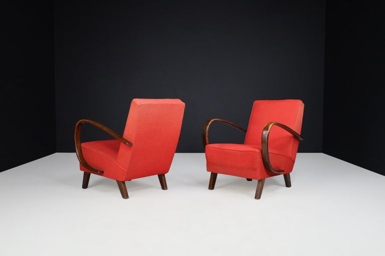 Jindrich Halabala Bentwood Armchairs with Original Upholstery, 1940s ...
