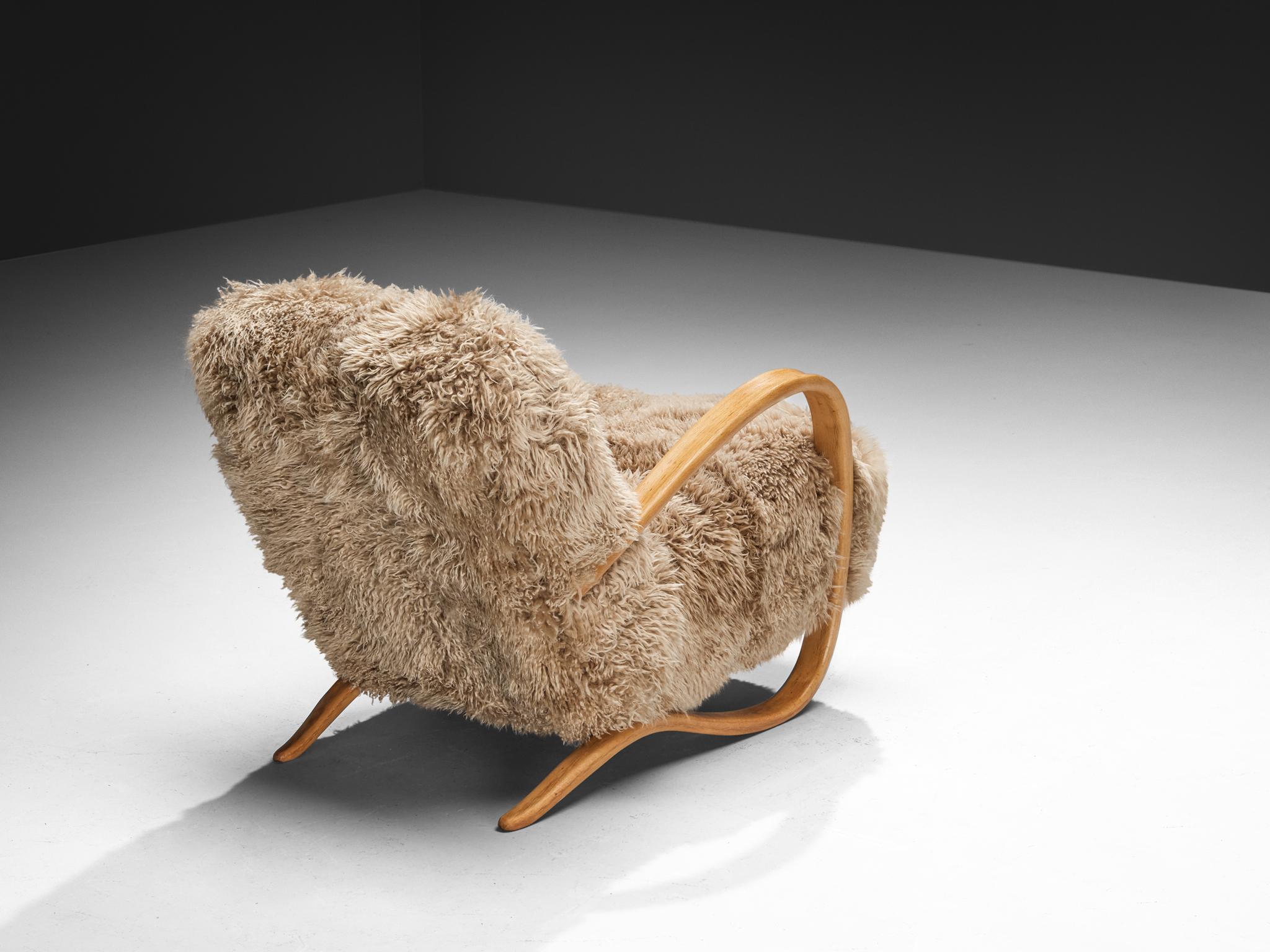 Jindřich Halabala Lounge Chairs in Beige Tibetan Lambswool For Sale at ...
